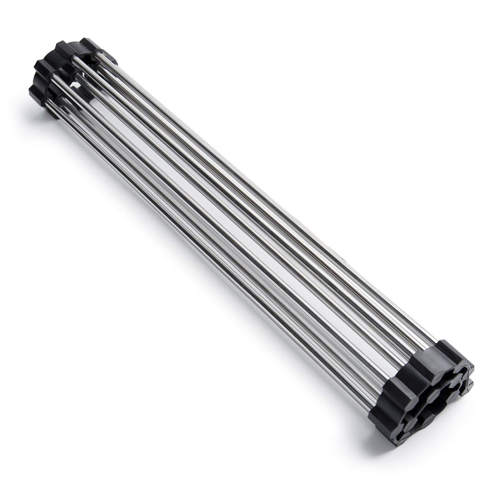 Homexpect Roll up Dish Drying Rack 17 inches x 13.5 inches, 304 Stainless Steel Over The Sink Dish Drying Rack, Foldable, Rollable and Easy to Store, Black