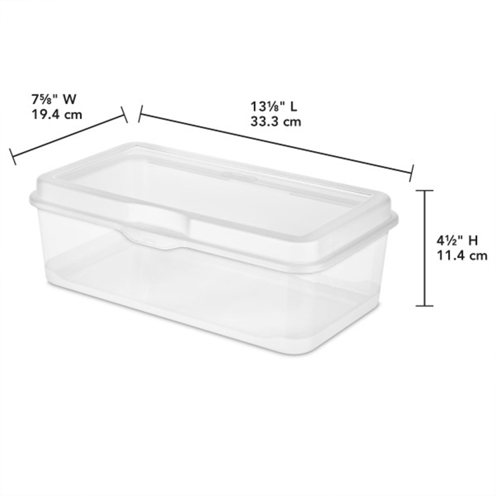 Sterilite 18058606 Large Flip Top, Clear, 6-Pack