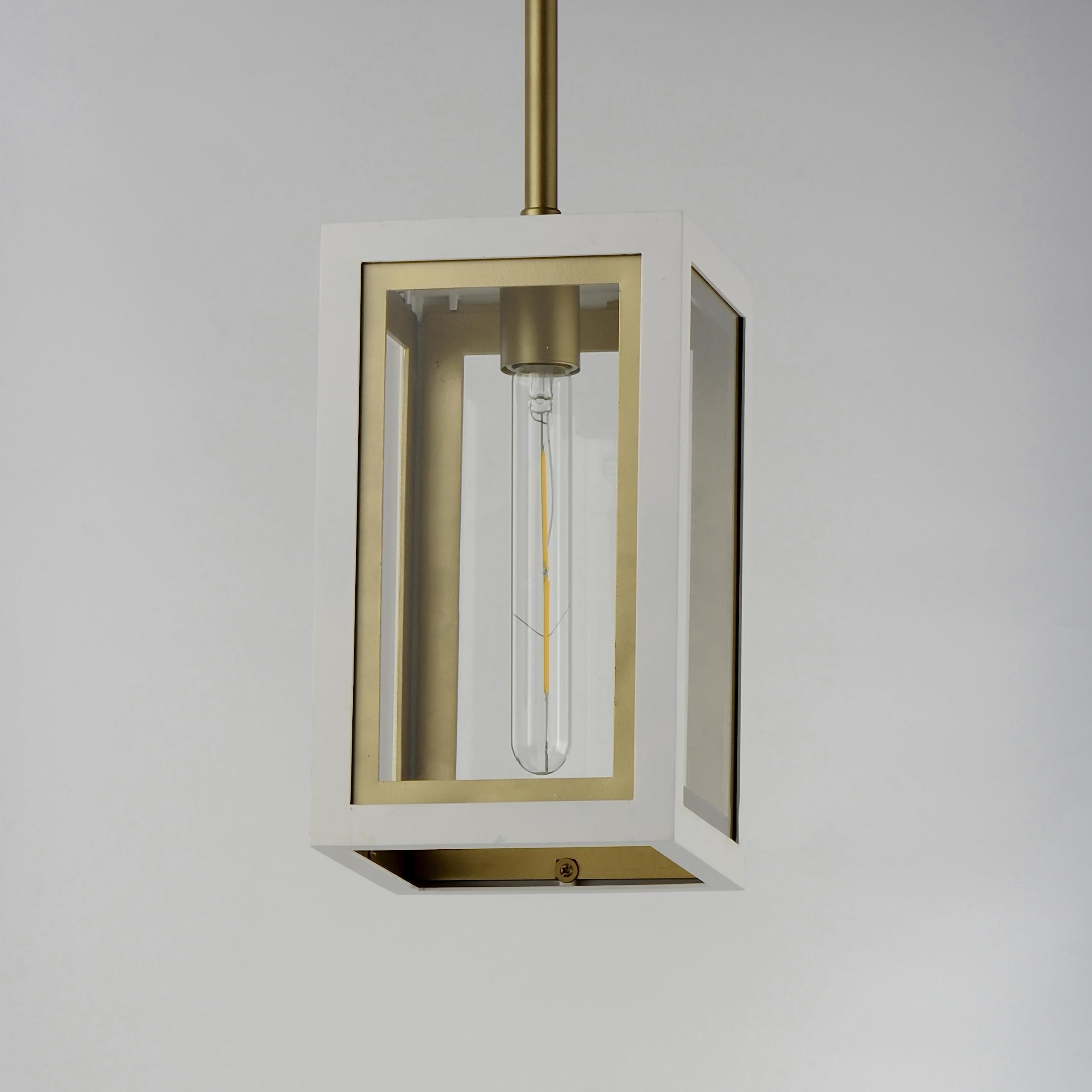 Maxim Lighting 30051CLWTGLD I Neoclass Collection 12 Inch One Light Outdoor Ceiling Pendant I White & Gold Finish I Modern Contemporary Light Fixture I Adjustable Height I