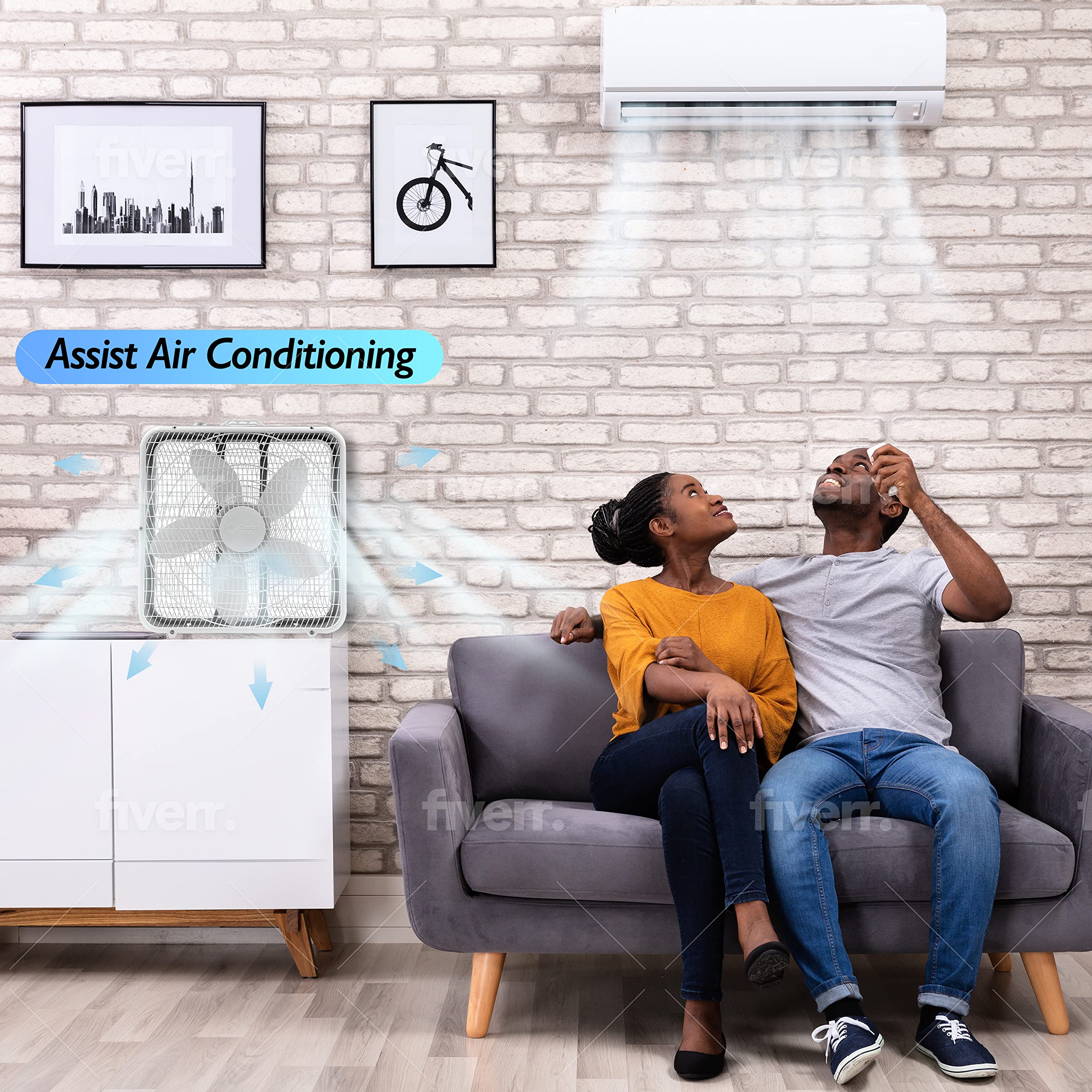Comfort Zone CZ200A 20" 3-Speed Box Fan for Full-Force Air Circulation