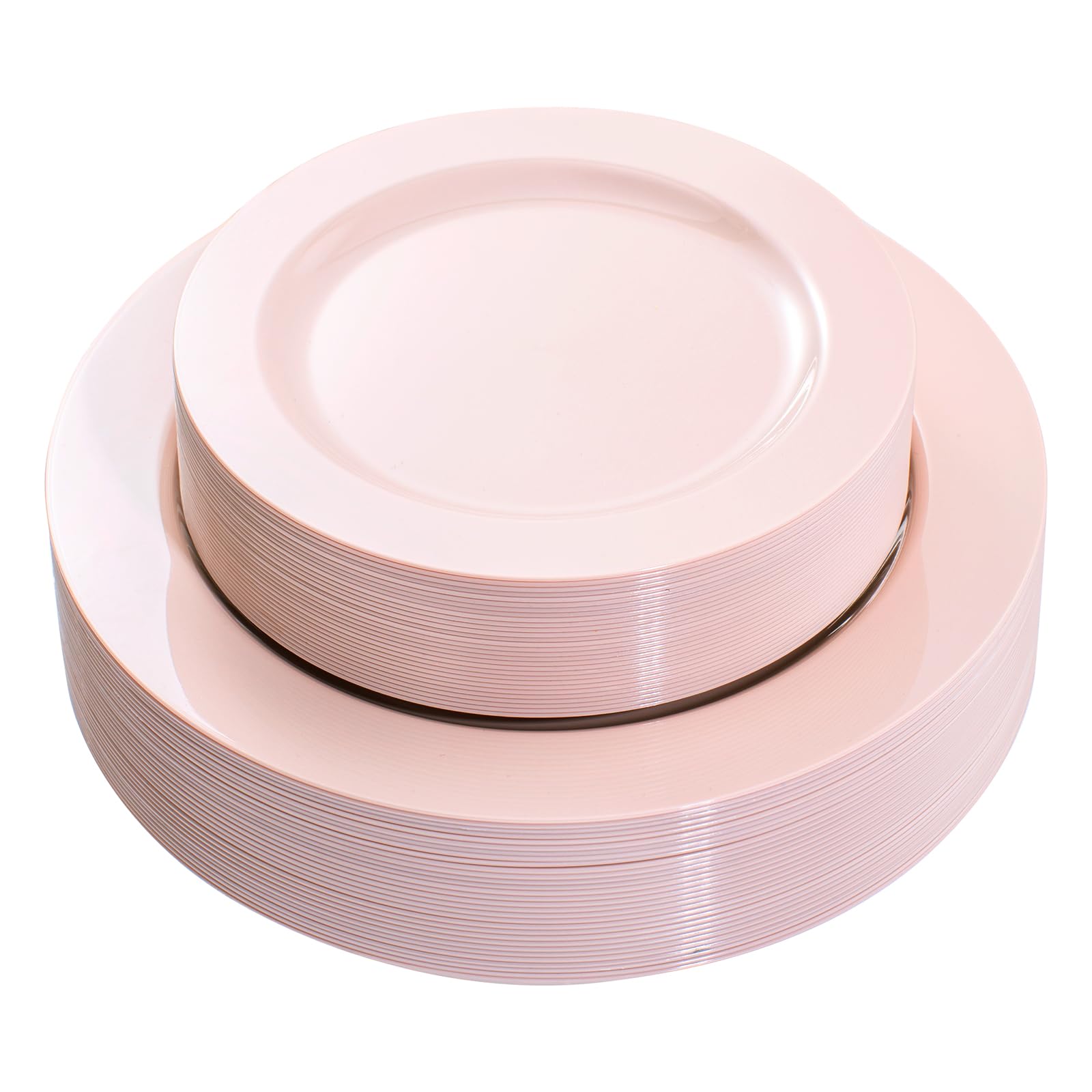 FLOWERCAT 60PCS Pink Plastic Plates - Heavy Duty Pink Plates Disposable for Party/Mother's Day/Wedding/Easter - Include 30PCS 10.25inch Pink Dinner Plates and 30PCS 7.5inch Pink Dessert/Salad Plates
