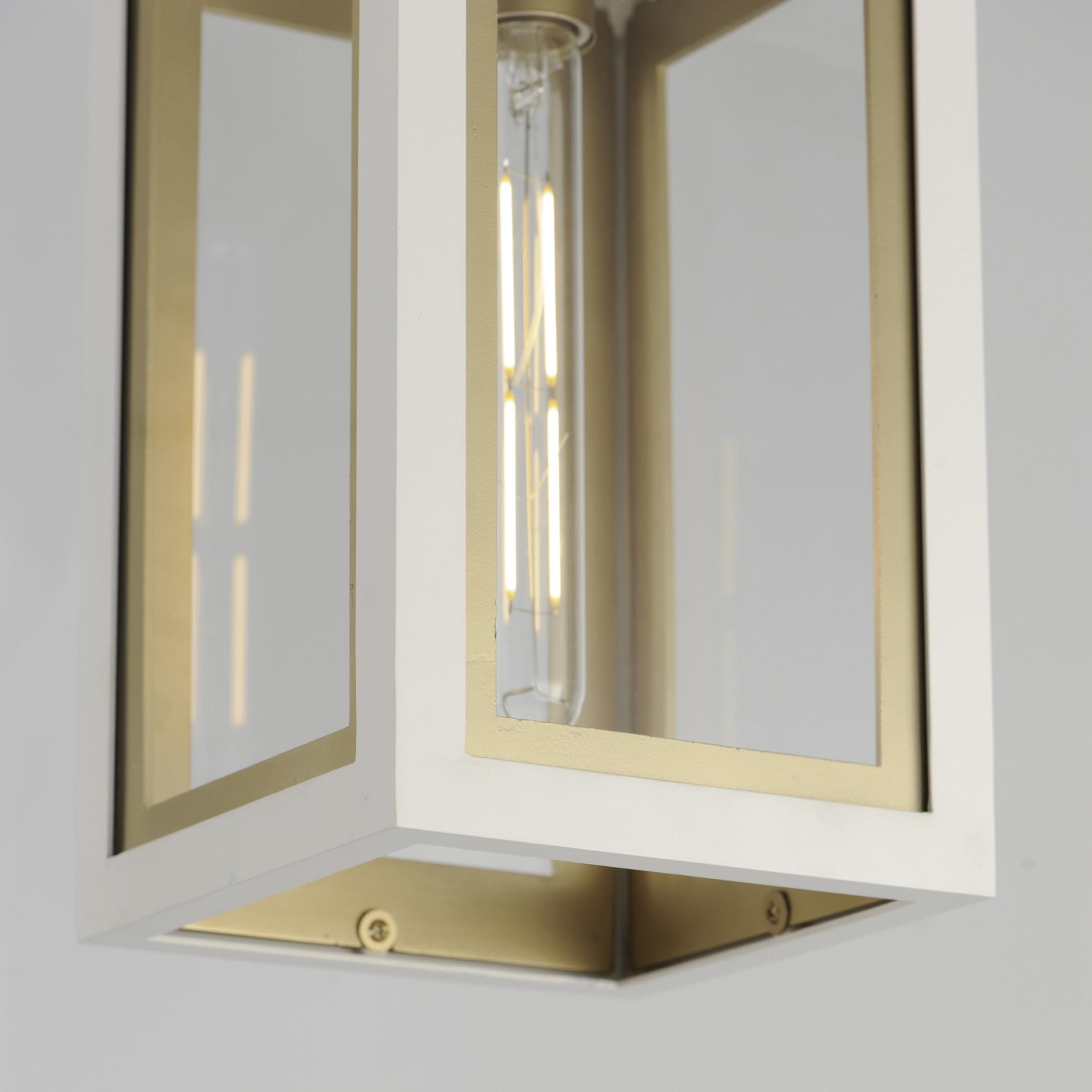 Maxim Lighting 30051CLWTGLD I Neoclass Collection 12 Inch One Light Outdoor Ceiling Pendant I White & Gold Finish I Modern Contemporary Light Fixture I Adjustable Height I