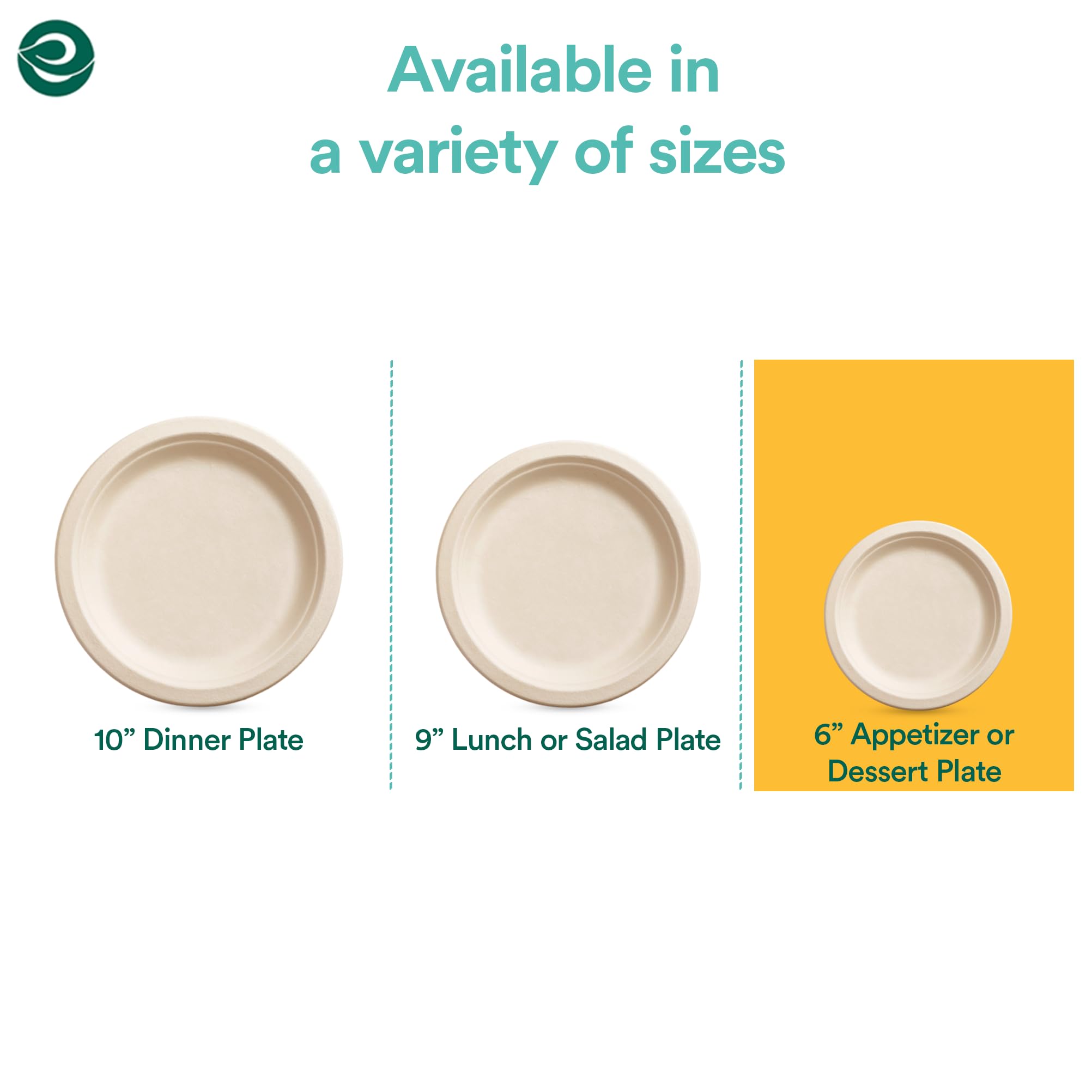 ECO SOUL 100% Compostable 6 Inch Small Paper Plates 500 [4x125 Pc] Disposable Bulk Party Heavy Duty, Eco-Friendly, Appetizer, Dessert, Wedding Plates I Biodegradable Unbleached Sugarcane Eco Plates