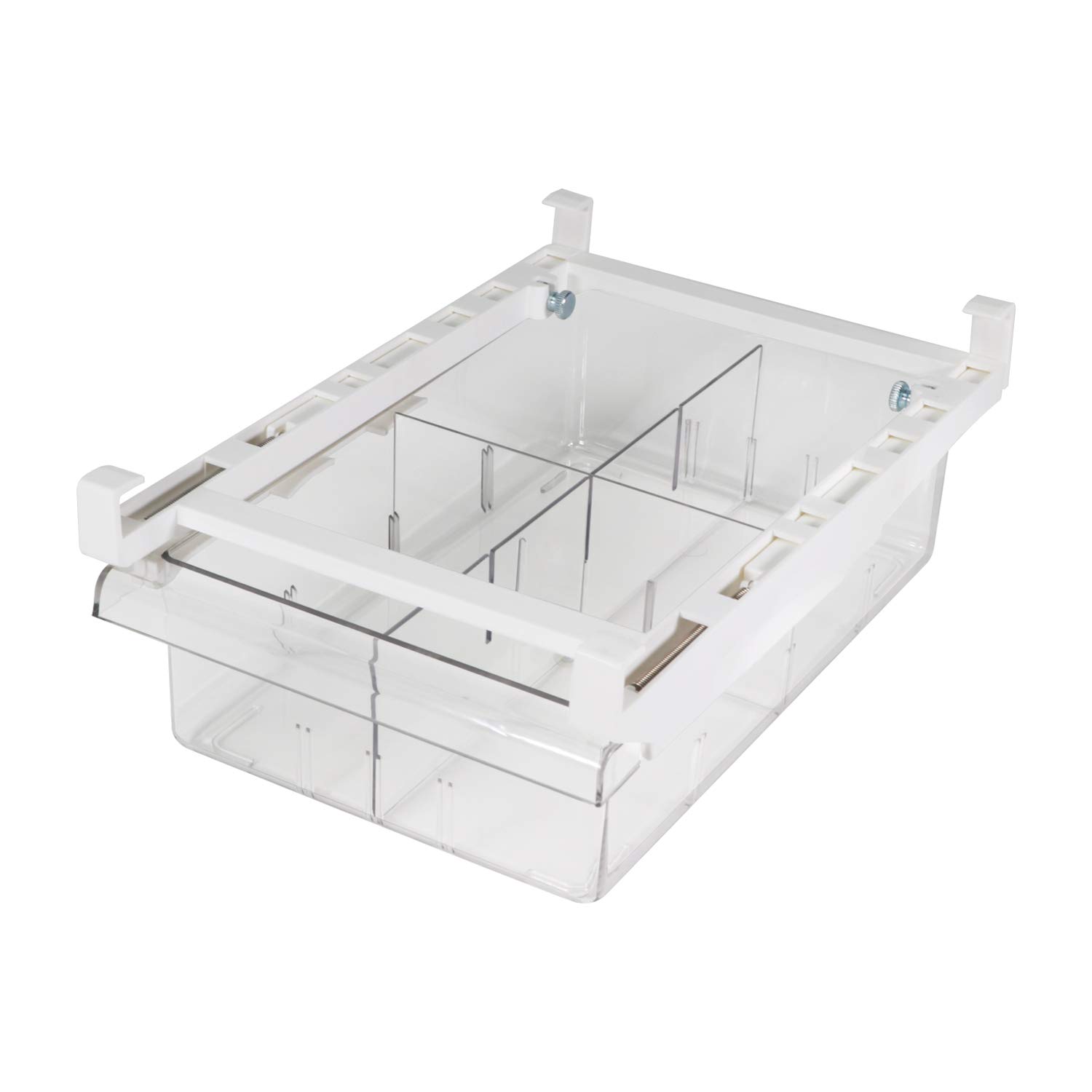 YekouMax Fridge Drawer Organizer, Refrigerator Organizer Bins, Pull Out with Handle, Fridge Shelf Holder Storage Box, Clear Container for Food,Drinks,Fit for Fridge Shelf Under 0.6" (2 Pack Medium)