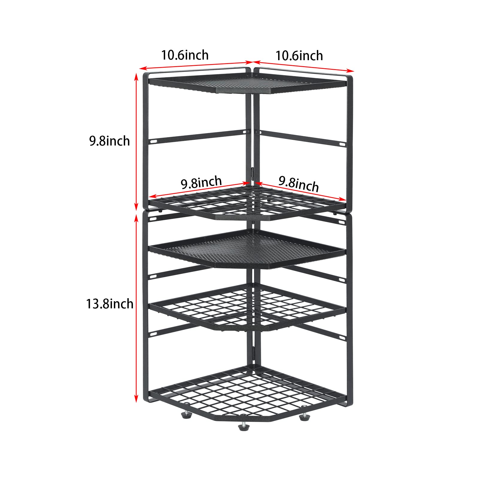 LUMAMU 2 Pack Stackable Corner Shelf Stand, Height Adjustable Cabinet Corner Rack, Countertop Shelf Organizers for Plates, Dishes, Cabinet & Pantry Kitchen Organization, Black