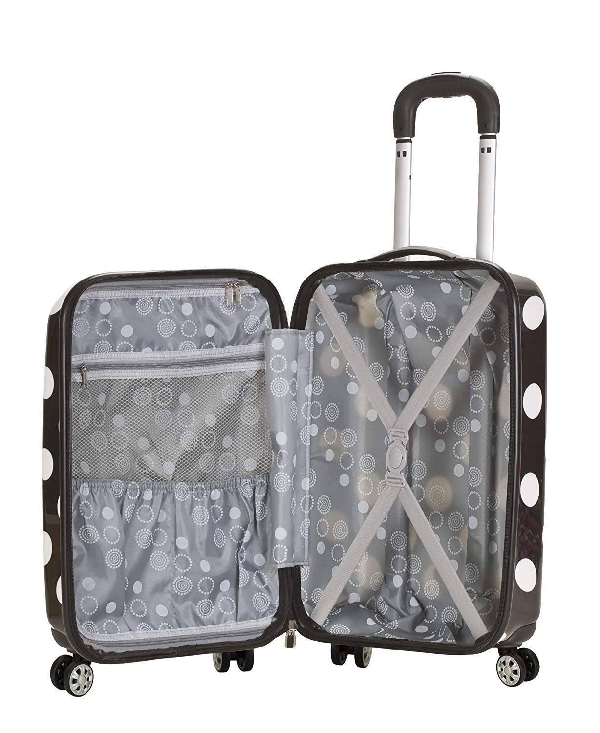 Rockland Laguna Beach Hardside Spinner Wheel Luggage, Black Dot, Carry-On 20-Inch