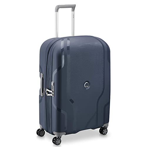 DELSEY PARIS Clavel Hardside Expandable Luggage with Spinner Wheels, Blue Jean, Checked-Medium 25 Inch