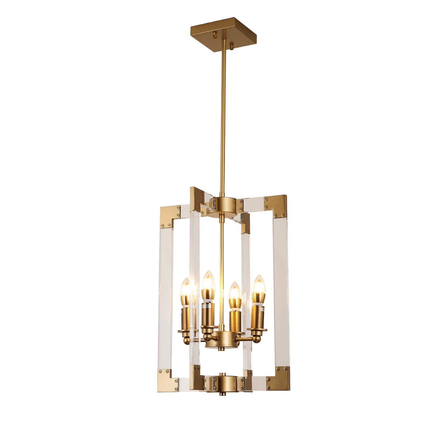 HOTIPRO Modern Gold Chandelier Contemporary Gold Pendant Light 4-Light Hanging Light Fixture for Living Room Dining Room Foyer Kitchen W13.78 Inches⦠B0C9LZPTXK