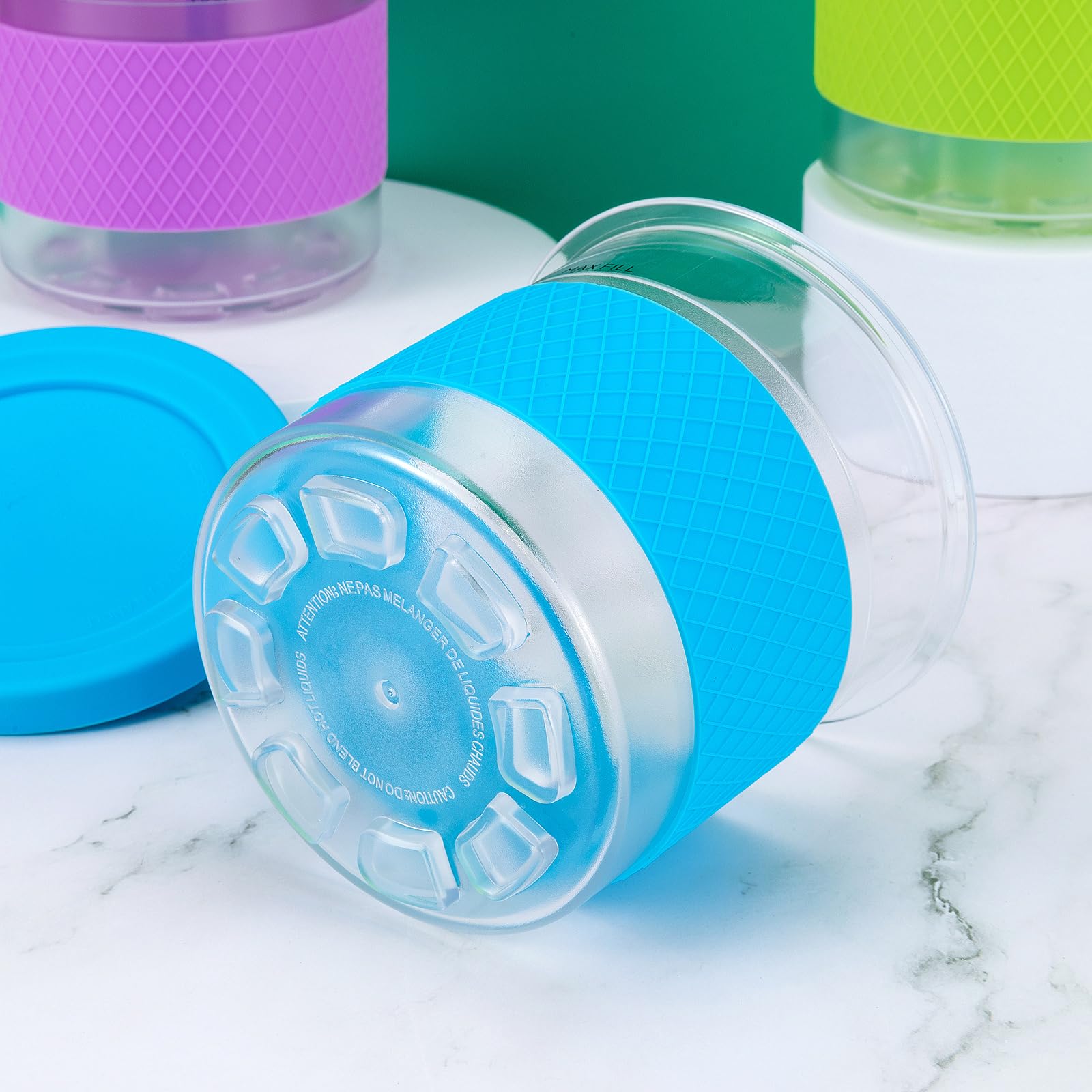 CINPIUK Ice Cream Pints, 4 Pack Containers with Silicone Lids & Covers Replacements for Ninja Creami Pints, Compatible with NC301 NC300 NC299AMZ Series Ice Cream Maker, Dishwasher Safe Containers
