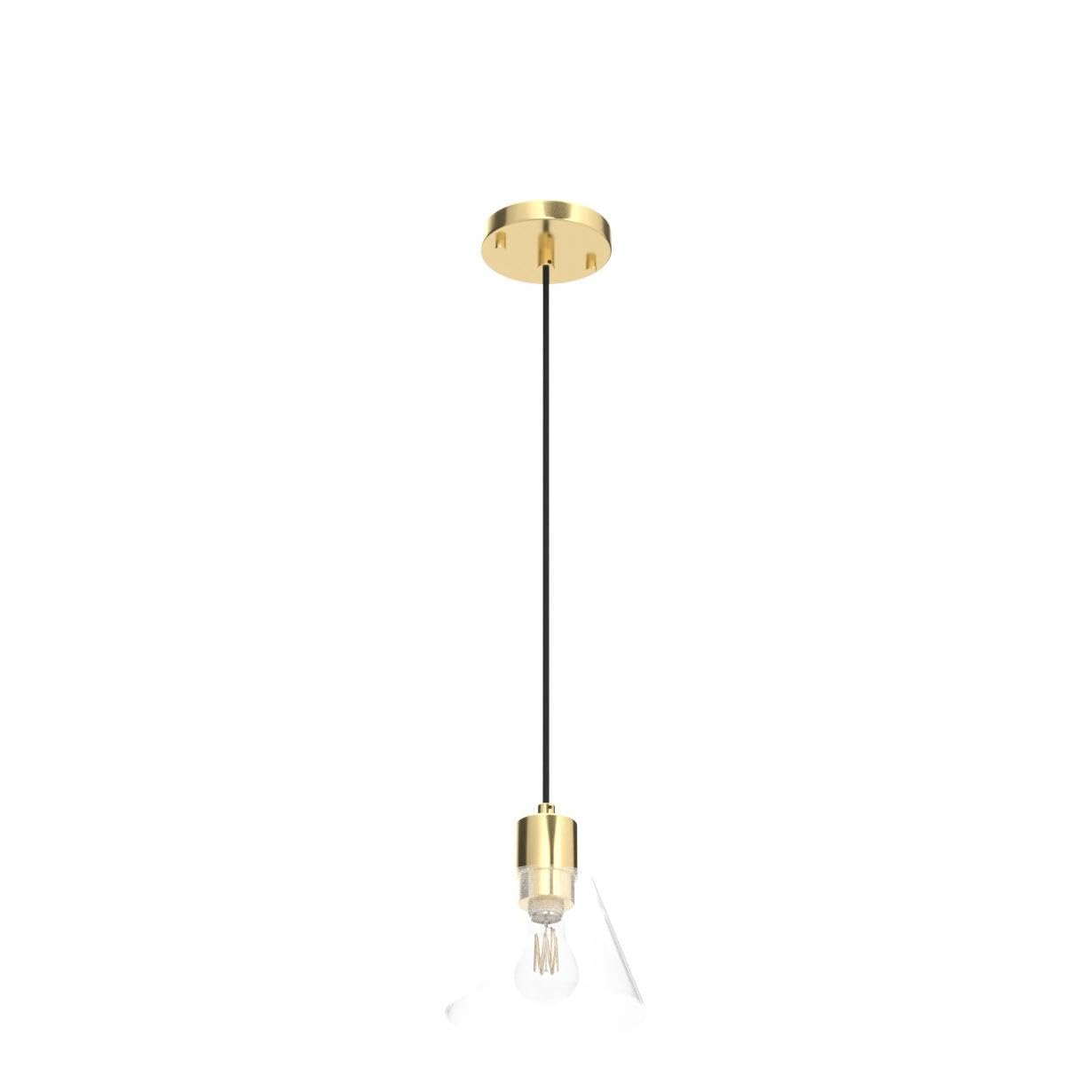 LMS 1-Light Gold Glass Pendant Light, Modern Kitchen Pendant Hanging Light with Clear Glass Shade in Gold Finish, LMS-103