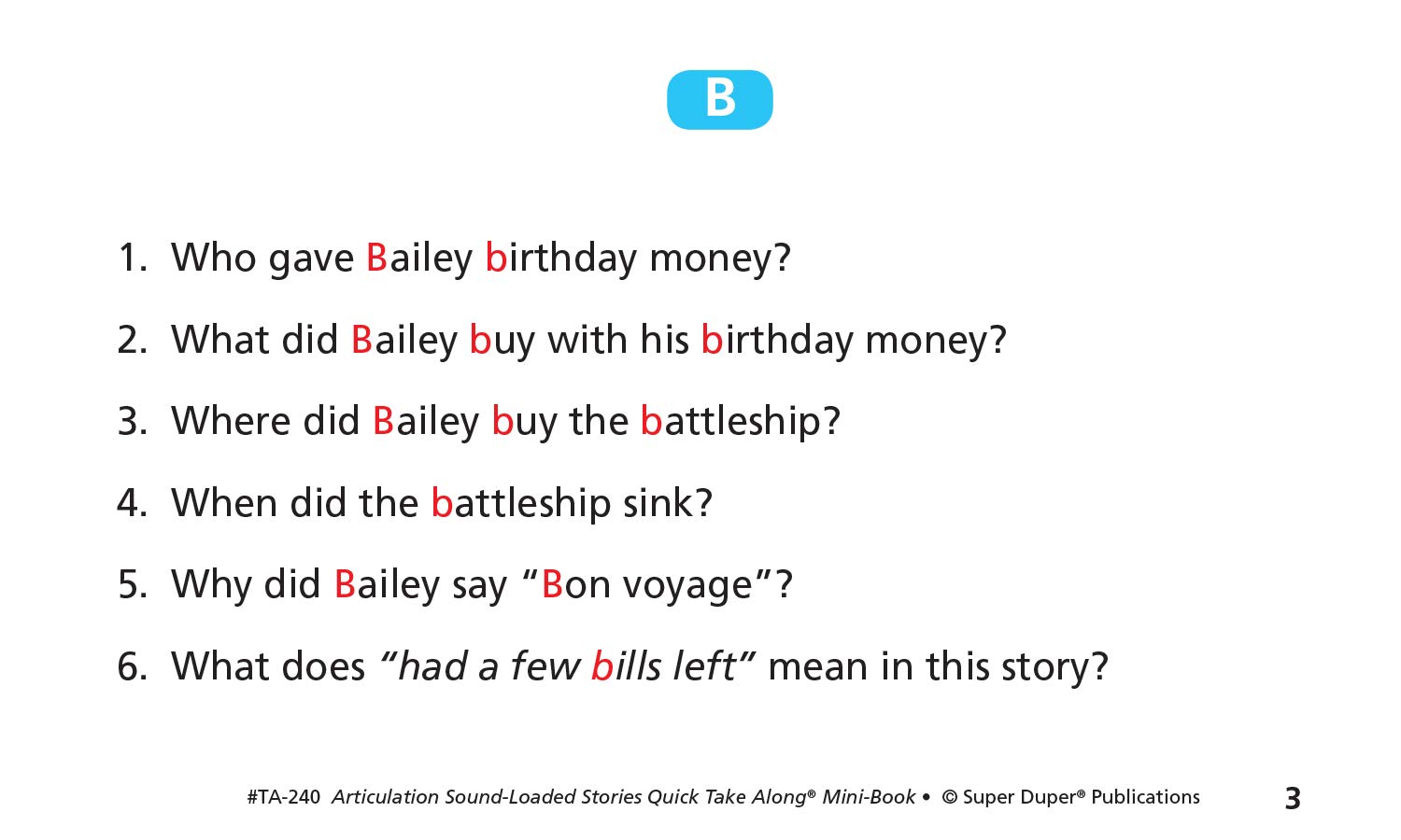 Super Duper Publications | Articulation Sound-Loaded Stories Quick Take Along® Mini-Book | Educational Resource for Children