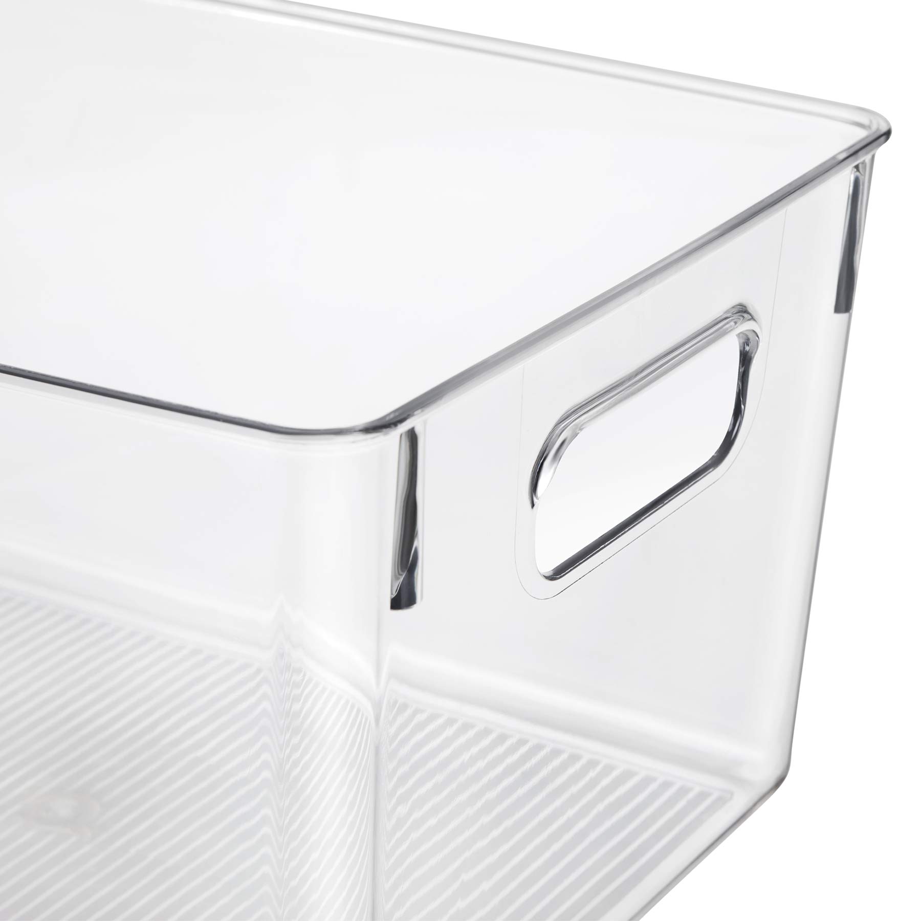 EAMAOTT Clear Plastic Storage Organizer Container Bins with Cutout Handles, Transparent Set of 4, BPA Free, Cabinet Storage Bins for Kitchen Food Pantry Refrigerator Bathroom, 11β x 8β x 6β