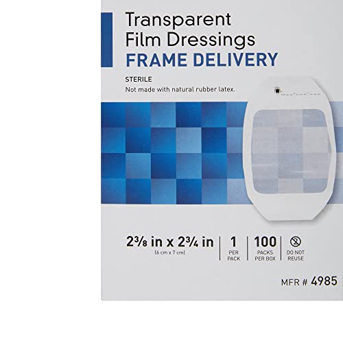 McKesson Transparent Film Dressing, Sterile, Frame Delivery, 2 3/8 in x 2 3/4 in, 100 Count, 1 Pack