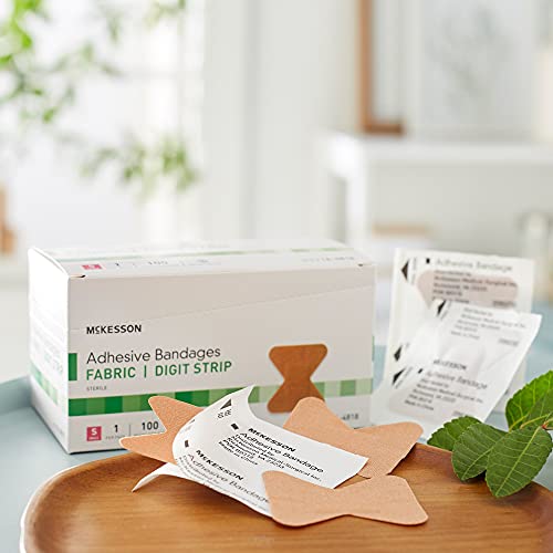 McKesson Adhesive Bandages, Sterile Fabric Digit Fingertip, Tan, 1.7 in x 2 in, 100 Count, 1 Pack