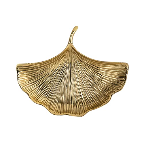 Golden Leaf Tray Ginkgo Leaf Decorative Gold Trinket Dish Jewelry Ring Holder Gold Leaf Jewelry Plate Dish Vanity Tray​
