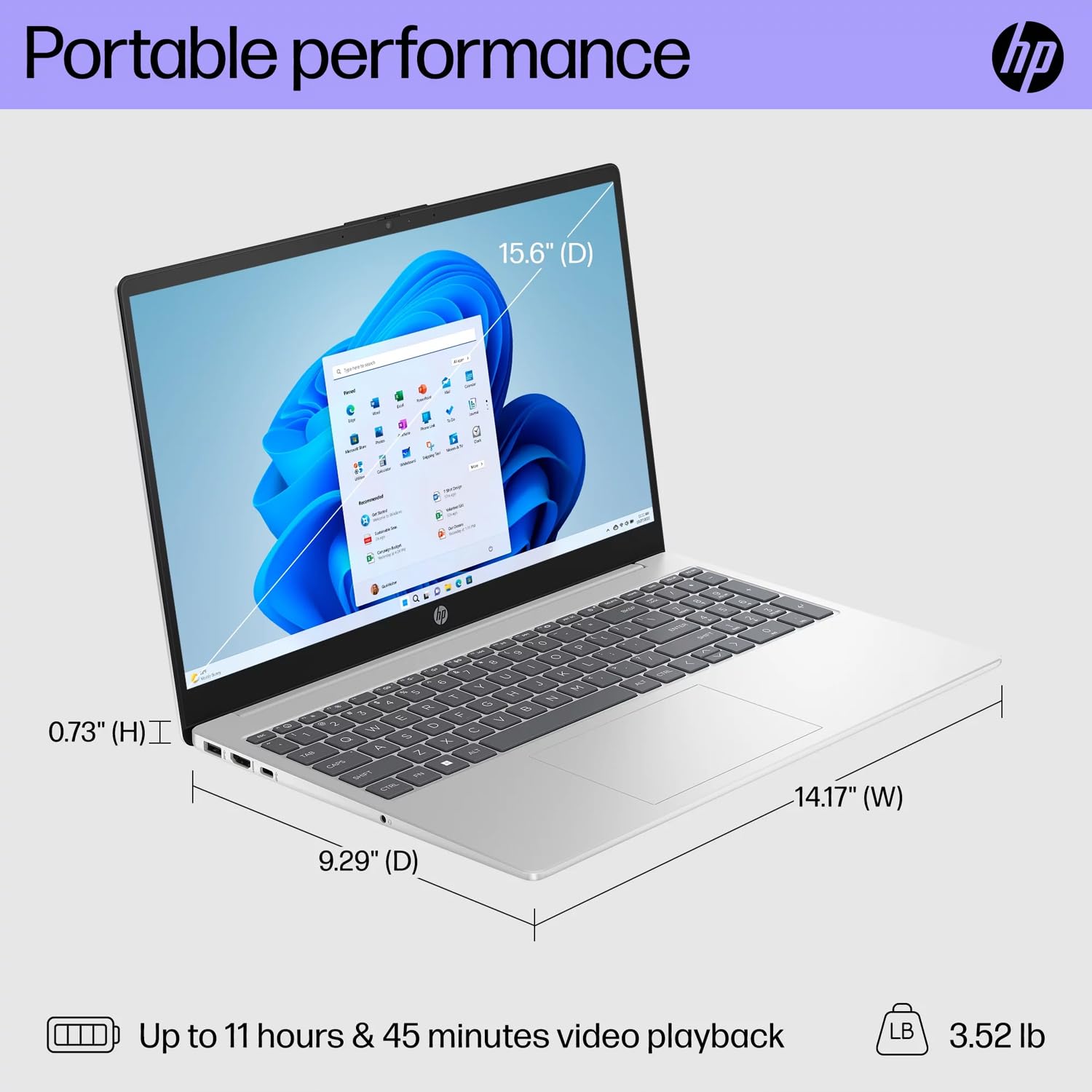 HP 2023 Newest 15.6" Laptop, Intel N200 4-Core Processor, 16GB Memory, 15.6" HD Display, 128GB Storage, WiFi 6 & Bluetooth, HDMI, Windows 11 Home, Bundled w 250GB External SSD & 1 Year Office 365