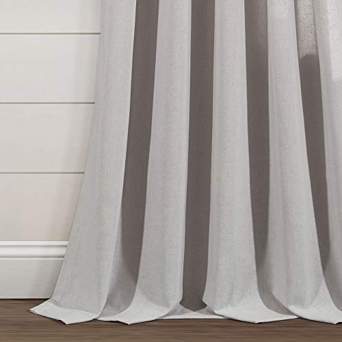 Lush Decor Ivy Tassel Faux Linen Window Curtain Panel Pair, 84 in x 40 in, Light Gray