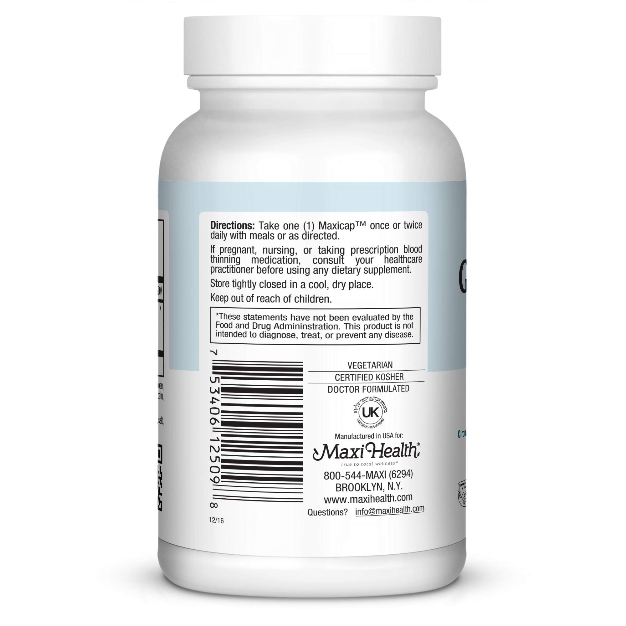 Maxi Health Ginkgo Biloba - Brain and Circulation Formula - 90 Capsules - Kosher (QGB)