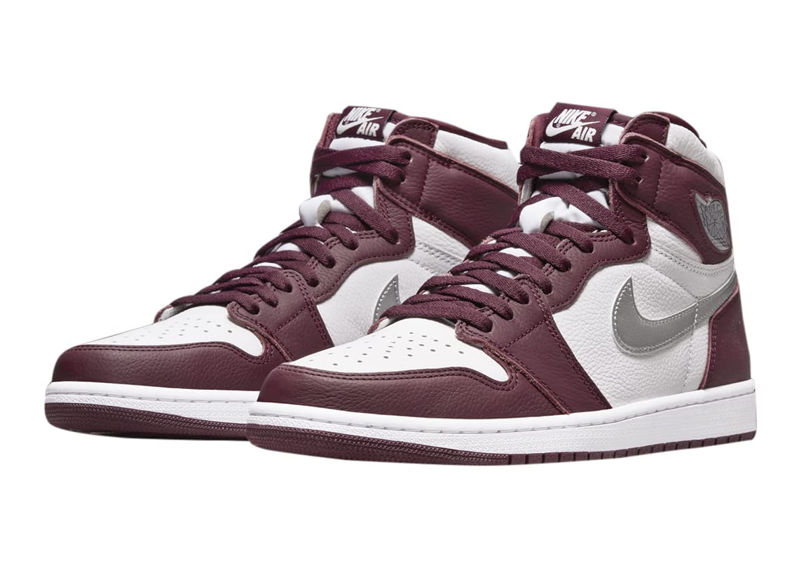Nike Men's Air Jordan 1 Retro High Sneaker, Bordeaux/White-metallic Silver, 10