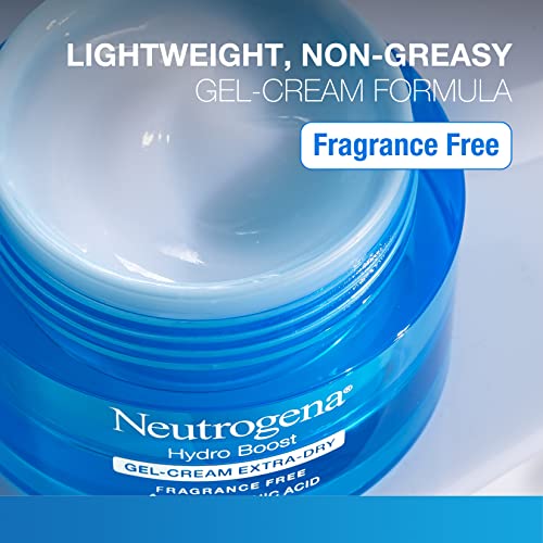 Neutrogena Hydro Boost Face Moisturizer with Hyaluronic Acid for Extra Dry Skin, Fragrance Free, Oil-Free, Non-Comedogenic Gel Cream Face Lotion, 1.7 oz