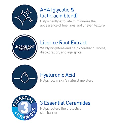 CeraVe Skin Renewing Nightly Exfoliating Treatment | Anti Aging Face Serum with Glycolic Acid, Lactic Acid, and Ceramides| Dark Spot Corrector for Face | 1.7 Oz