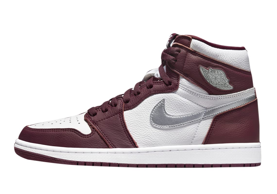 Nike Men's Air Jordan 1 Retro High Sneaker, Bordeaux/White-metallic Silver, 10