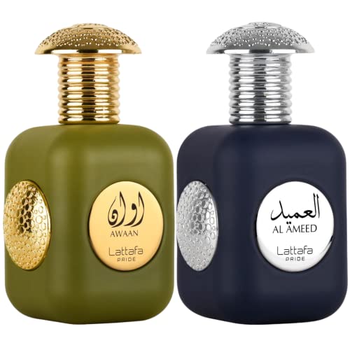 Lattafa Perfumes Awaan & Al Ameed Value Pack Lattafa Pride EDP - Eau De Parfum Unisex 100ml(3.4 oz) | Bergamot, Orange, Jasmine, Orange Blossom, Sandalwood, Patchouli, Musk