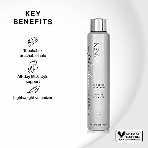 Kenra Platinum Boosting Spray-Foam 17 | Volumizing Styling Spray | Touchable, Brushable Hold | All-Day Lift & Style Support | Lightweight Volumizer | All Hair Types | 8 oz