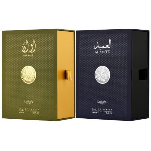 Lattafa Perfumes Awaan & Al Ameed Value Pack Lattafa Pride EDP - Eau De Parfum Unisex 100ml(3.4 oz) | Bergamot, Orange, Jasmine, Orange Blossom, Sandalwood, Patchouli, Musk
