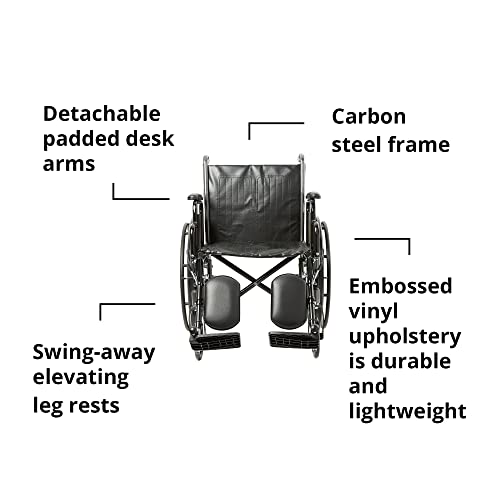 McKesson Wheelchair, Elevating Swing Away Foot Leg Rest, Desk Length Arms, 20 in Seat, 300 lbs Weight Capacity, 1 Count