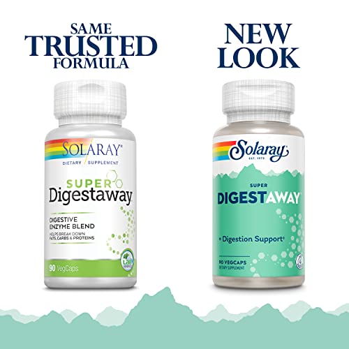 SOLARAY Super Digestaway Digestive Enzyme Blend | Healthy Digestion & Absorption of Proteins, Fats & Carbohydrates | Lab Verified | 90 VegCaps