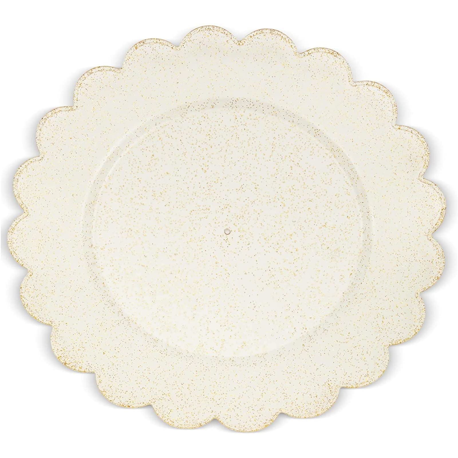 BLUE PANDA 50-Pack Gold Plastic Plates - Gold Glitter Plates with Scalloped Edges, Disposable for Birthdays, Weddings, Bridal Shower, 9 inches