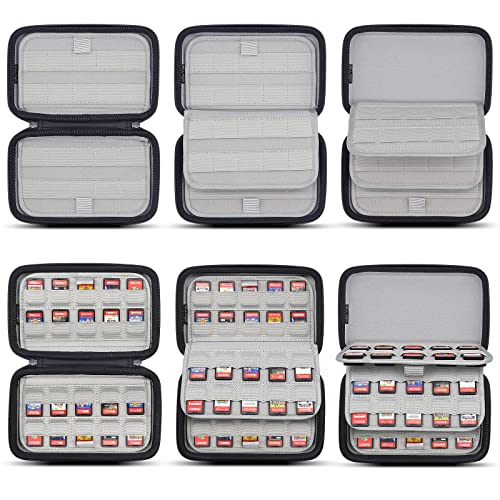 sisma 80 Switch Game Case Compatible with Nintendo Switch or PS Vita Games or SD Cards,Game Cartridge Holders Hard Shell Travel Storage Case Home Safekeeping, Brown