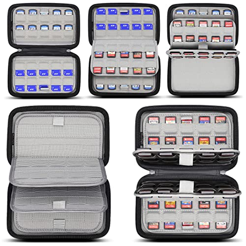 sisma 80 Switch Game Case Compatible with Nintendo Switch or PS Vita Games or SD Cards,Game Cartridge Holders Hard Shell Travel Storage Case Home Safekeeping, Brown