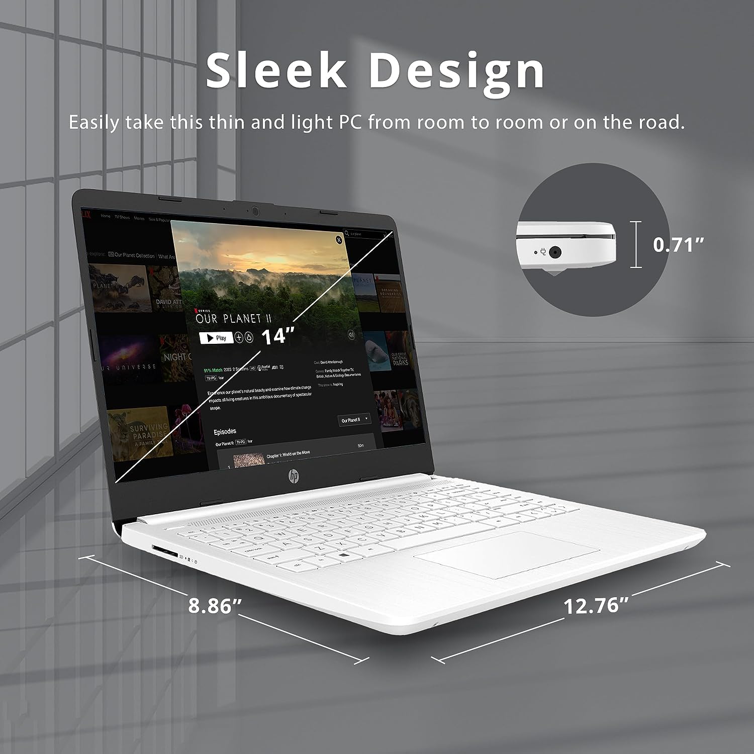 HP Premium 14" Stream HD Laptop, Intel Celeron N4120 CPU, 4GB RAM, 64GB eMMC, Webcam, Intel UHD Graphics, 1 Year Office, Bluetooth, WiFi, HDMI, Windows 11s, White, 32GB Hotface USB Card (Renewed)