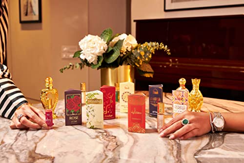 Dukhni Premiere Attar Oil Set | العطار العربي | x6 bottles x 6 ml Authentic Arabic Fragrance Oils | 100% Halal Blends, Ramadan Eid Gifting | Oud Ibtisam, Oud Khaleeji, Oud Habayeb, Kasturi XX, Ambar, Blue Girl - 6ml each