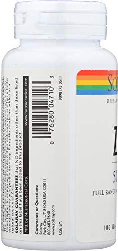 Solaray Zinc Amino Acid Chelate 50 mg VCapsules, 100 Count