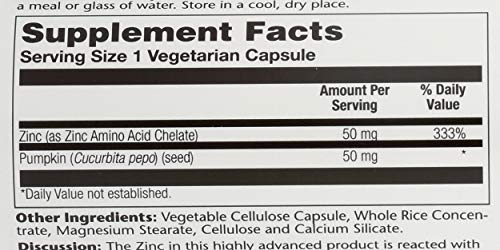 Solaray Zinc Amino Acid Chelate 50 mg VCapsules, 100 Count