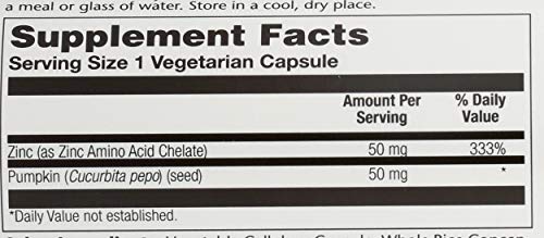 Solaray Zinc Amino Acid Chelate 50 mg VCapsules, 100 Count