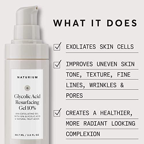 Naturium Glycolic Acid Resurfacing Gel 10%, AHA Exfoliating Gel with Natural Fruit Acids, 3.3 oz