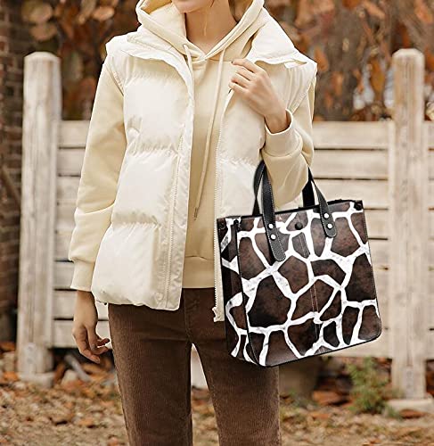 KOON Tote Bag for Women Zebra Print Cows Deer Pattern PU Shoulder Bag Purse Large Satchel Handbag for Work Travel Shopping