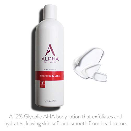 Alpha Skin Care Revitalizing Body Lotion with 12% Glycolic AHA, Simple and Effective Multi-Purpose Daily Moisturizer Hydrates and Exfoliates with Acne Treatment, Anti-Aging, Smoothing Properties