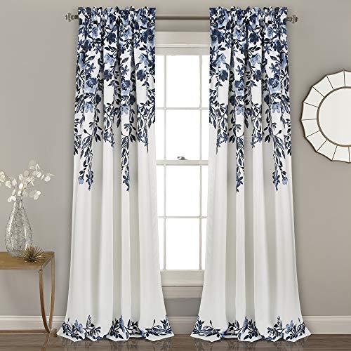 Lush Decor Tanisha Curtains Room Darkening Floral Vine Print Design Window Panel Set (Pair), 52" W x 84" L, Tangerine & Turquoise