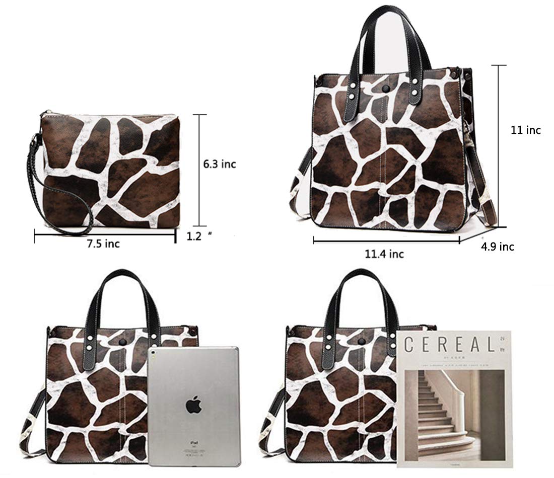 KOON Tote Bag for Women Zebra Print Cows Deer Pattern PU Shoulder Bag Purse Large Satchel Handbag for Work Travel Shopping