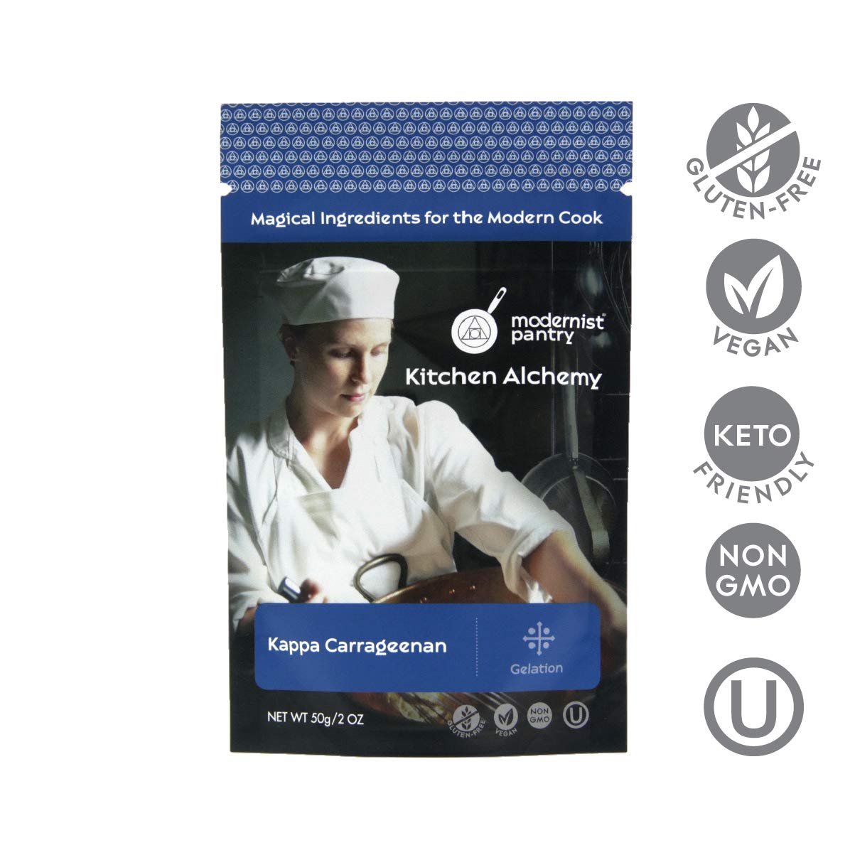 Pure Refined Kappa Carrageenan ⊘ Non-GMO ☮ Vegan ✡ OU Kosher Certified - 50g/2oz (The original recommended for Vegan Cheese)
