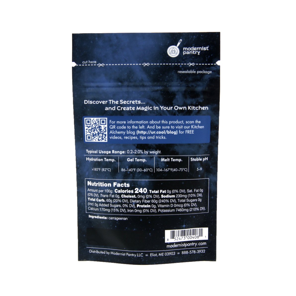 Pure Refined Kappa Carrageenan ⊘ Non-GMO ☮ Vegan ✡ OU Kosher Certified - 50g/2oz (The original recommended for Vegan Cheese)