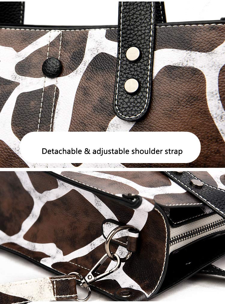 KOON Tote Bag for Women Zebra Print Cows Deer Pattern PU Shoulder Bag Purse Large Satchel Handbag for Work Travel Shopping