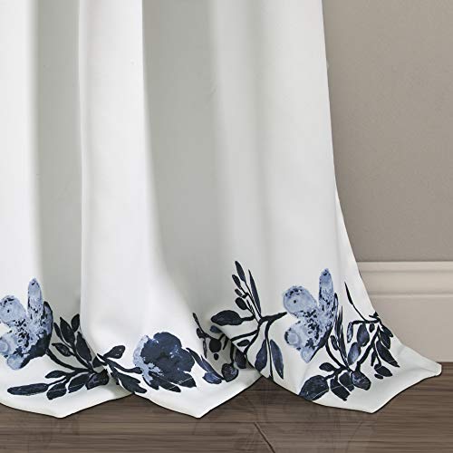 Lush Decor Tanisha Curtains Room Darkening Floral Vine Print Design Window Panel Set (Pair), 52" W x 84" L, Tangerine & Turquoise