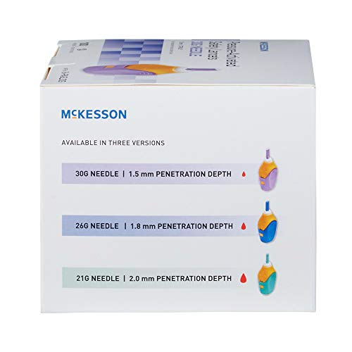McKesson Safety Lancets, Sterile, Pressure-Activated, 30 Gauge Needle, 1.5 mm, 100 Count, 1 Pack
