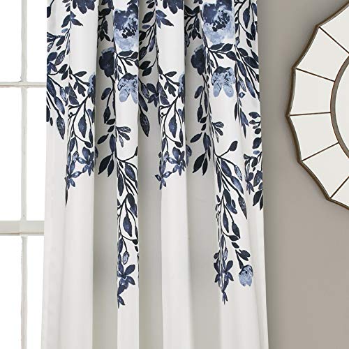 Lush Decor Tanisha Curtains Room Darkening Floral Vine Print Design Window Panel Set (Pair), 52" W x 84" L, Tangerine & Turquoise